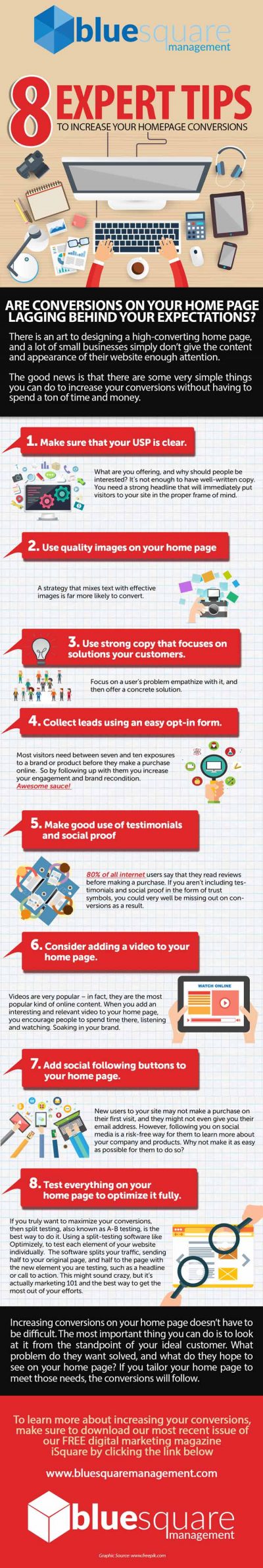 8 Web Design Tips : How To Improve Homepage Conversions INFOGRAPHIC